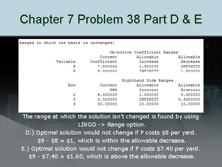 Chapter 7 Problem 38 Part A Decision Variables