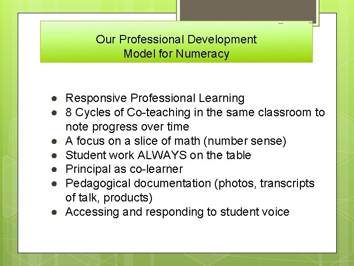 Principal as Lead Learner Madoc Drive Public School