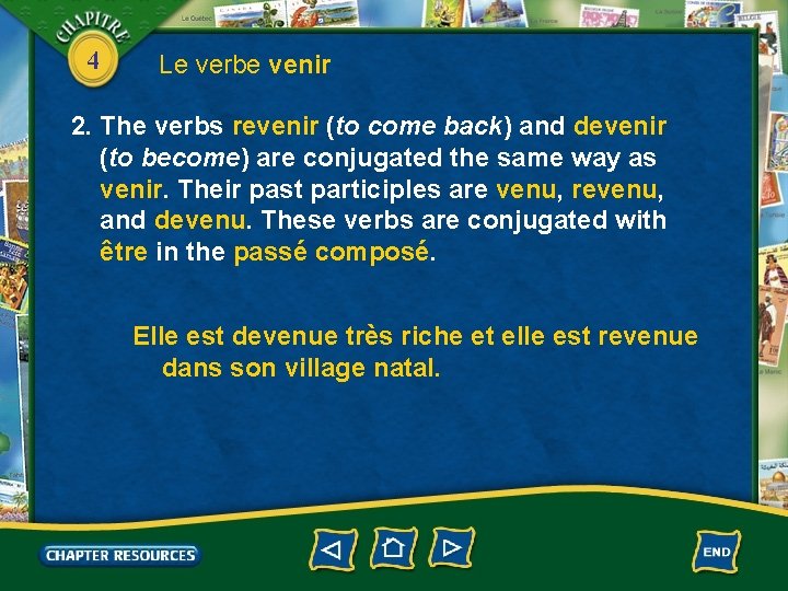 4 Le verbe Venir et Venir de linfinitif