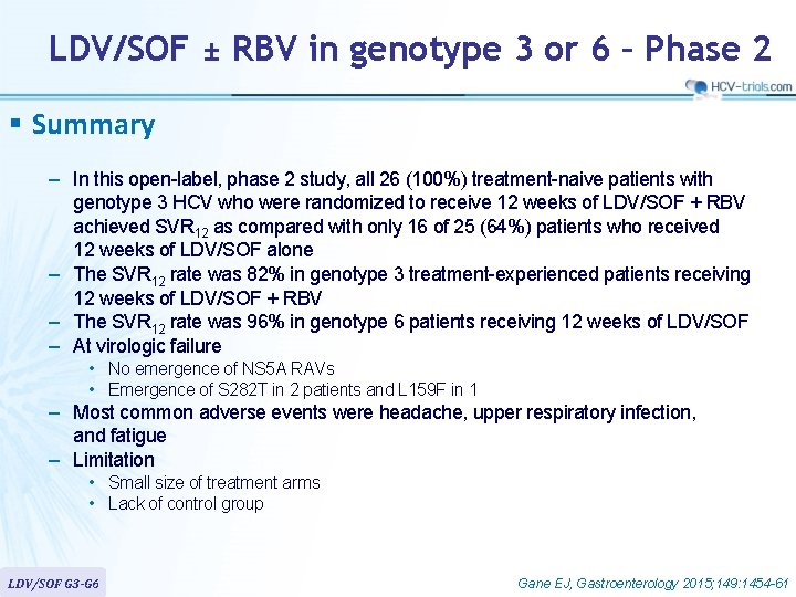 LDVSOF RBV in genotype 3 or 6 Phase