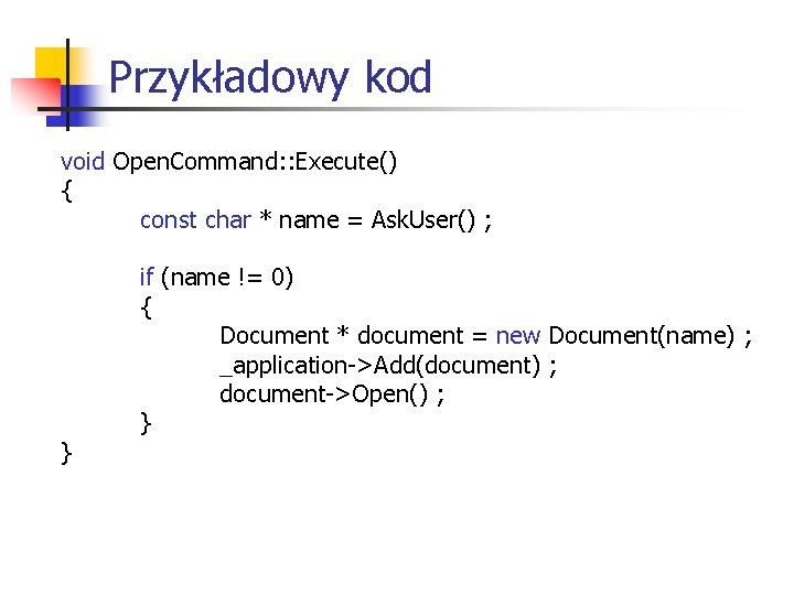 Obiektowe metody projektowania systemw Command Pattern Wstp Command