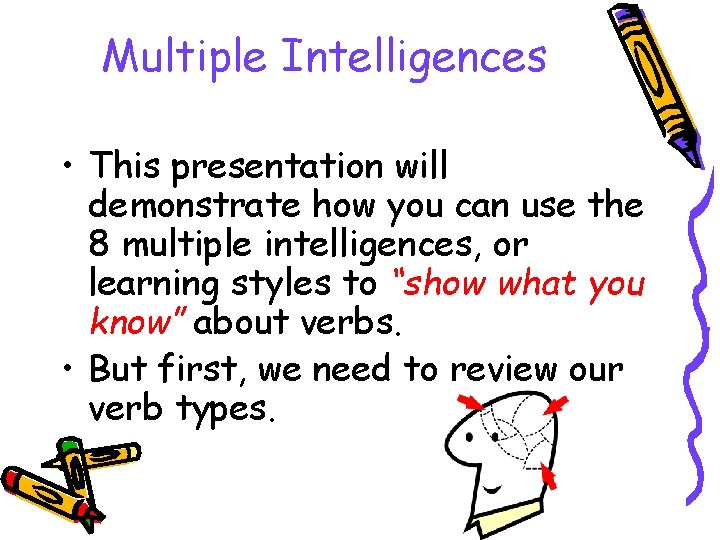 Multiple Intelligences Learning Styles and VERBS By Amy