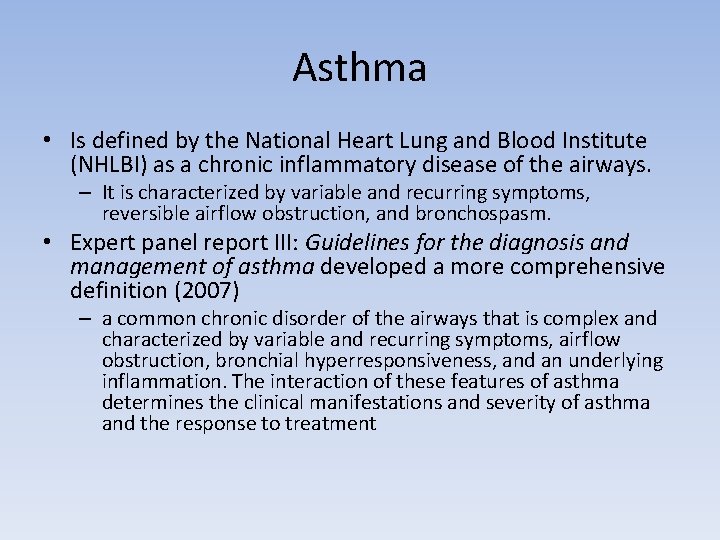 Asthma and Reactive Airway Disease Brandon Masi Parker