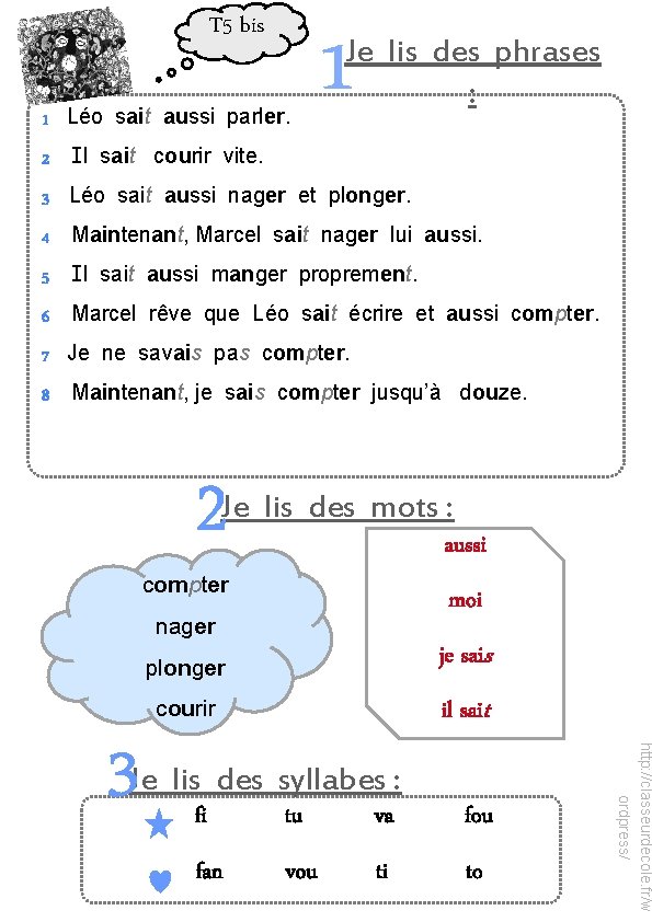 T 1 bis Je lis des phrases 1