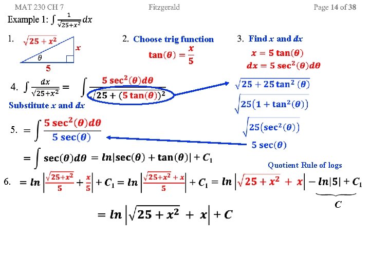 Sect 7 3 Trigonometric Substitution For integrals involving