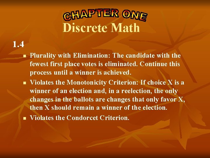 1 1 n n Discrete Math Preference Ballot