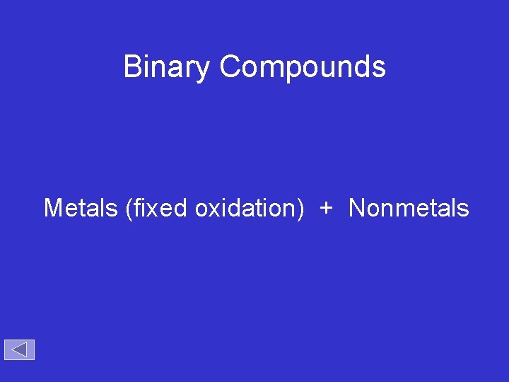 Nomenclature Table of Contents Nomenclature Binary Compounds Metal