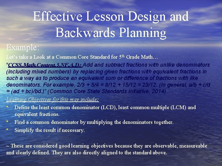 Backwards Design Lesson Planning Elizabeth Stevenson Teaching Learning