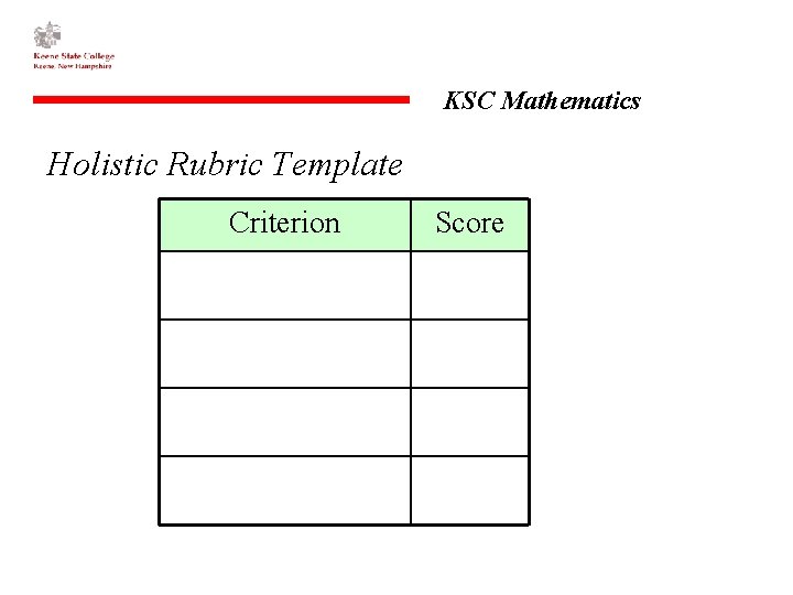 KSC Mathematics Creating Rubrics for Assessment of General