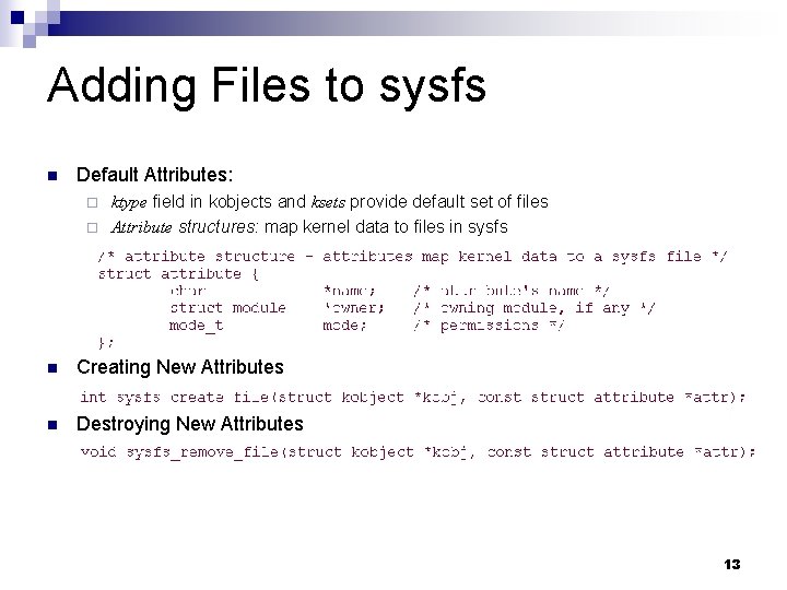 Linux Kernel Development Chpt 17 kobjects and sysfs