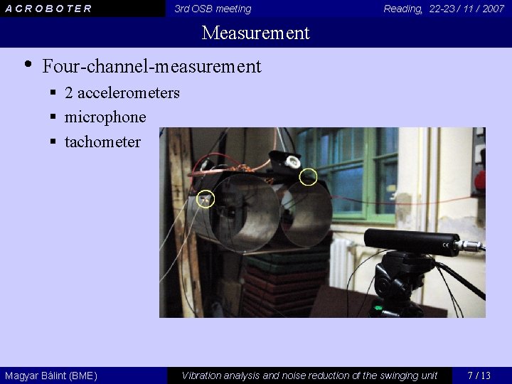 ACROBOTER 3 rd OSB meeting Reading 22 23