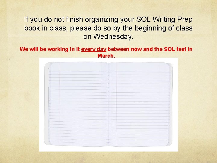 SOL Writing Notebook English 11 Building an SOL