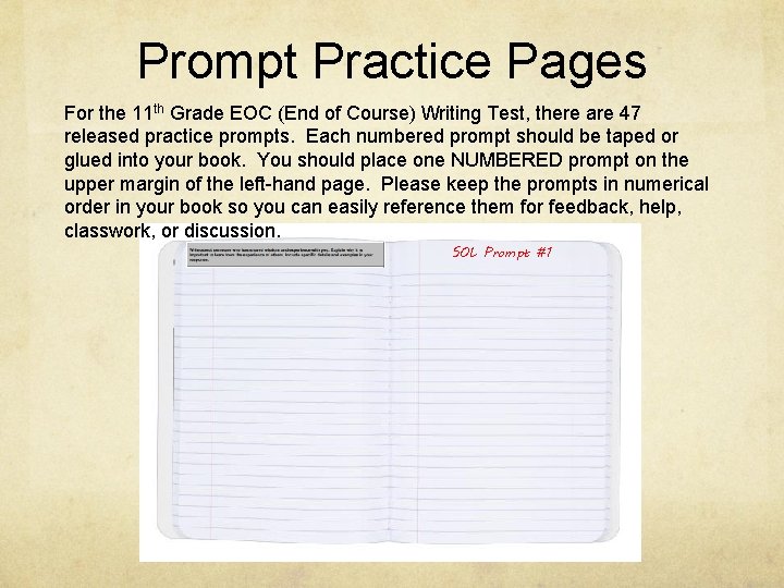 SOL Writing Notebook English 11 Building an SOL