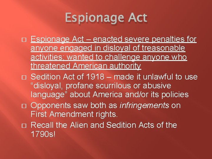 WORLD WAR I AND BEYOND 1914 1920 Standards