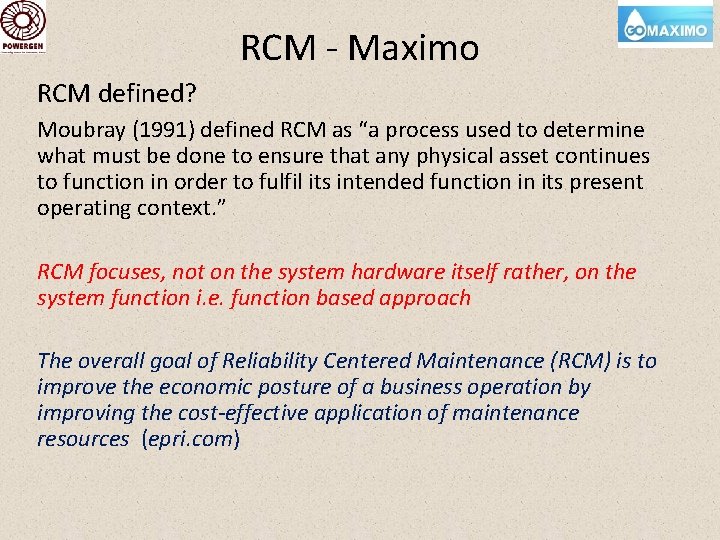 Go Maximo 2018 Reliability Centered Maintenance RCM Applied