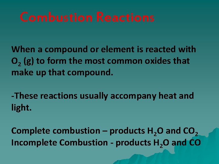 3 2 Synthesis Decomposition and Combustion Reactions Chemical