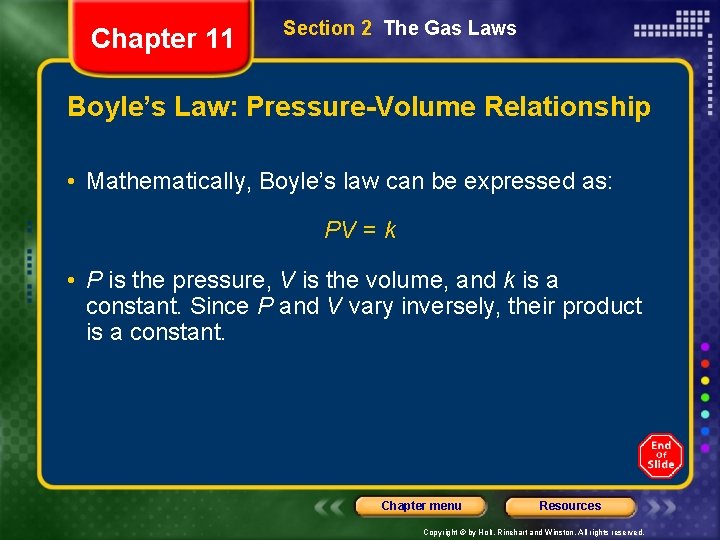 Chapter 11 Section 2 The Gas Laws Objectives