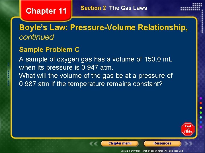Chapter 11 Section 2 The Gas Laws Objectives
