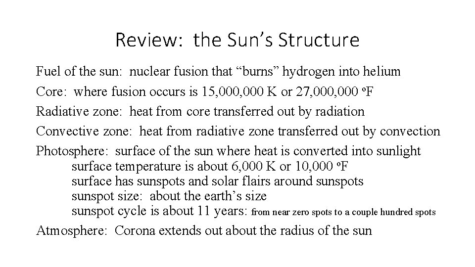 Review of Part 4 Sun and Stars Basic