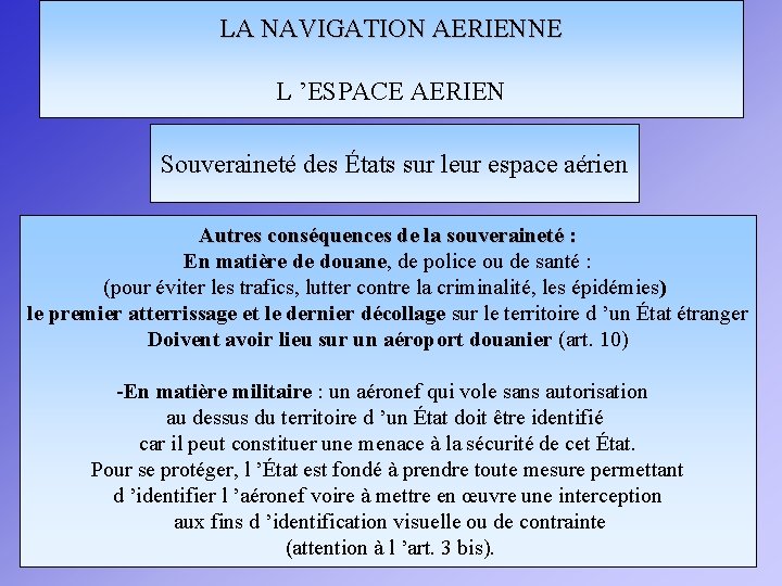 LA CONVENTION DE CHICAGO LES BASES DE LESPACE