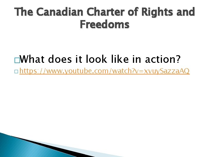 The Canadian Charter of Rights and Freedoms BRAINSTORM