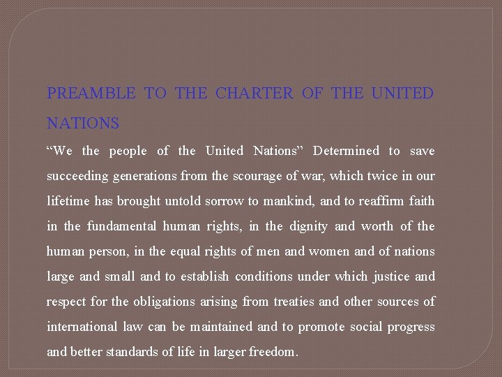 UNITED NATIONS ORGANIZATION Presentation By SURESH E E
