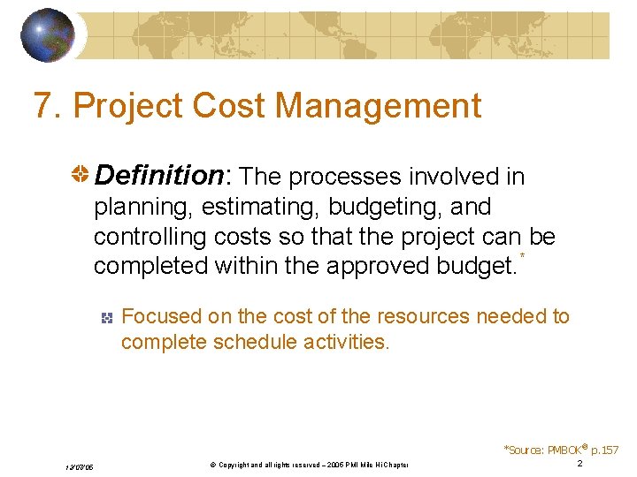 7 Project Cost Management PMP Prep Course Based