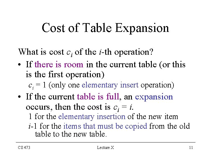 CS 473 Algorithms I Lecture X Dynamic Tables