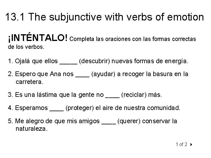 13 1 The subjunctive with verbs of emotion