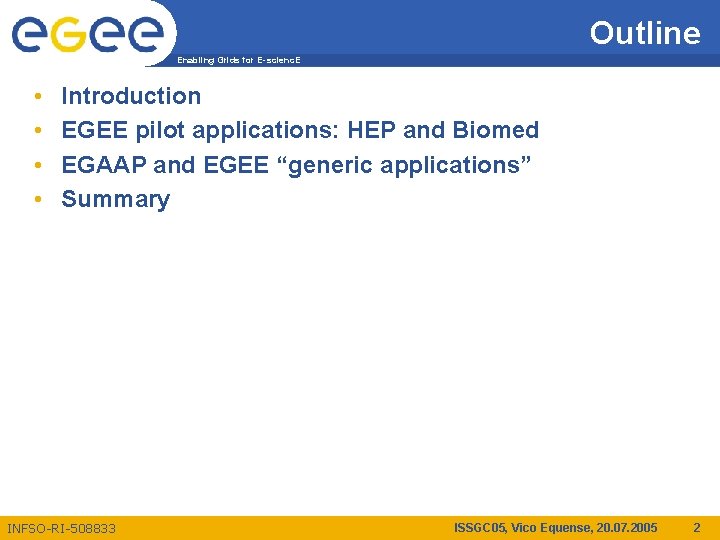 Enabling Grids for Escienc E EGEE Applications some