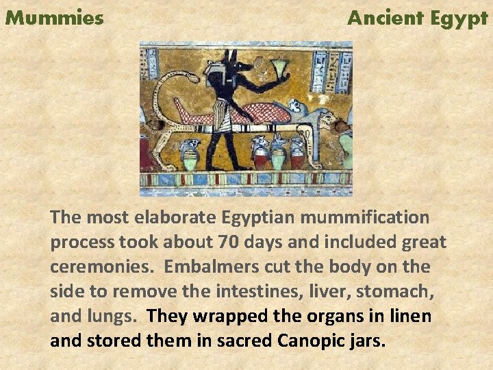 Mummies Ancient Egypt The ancient Egyptians believed their