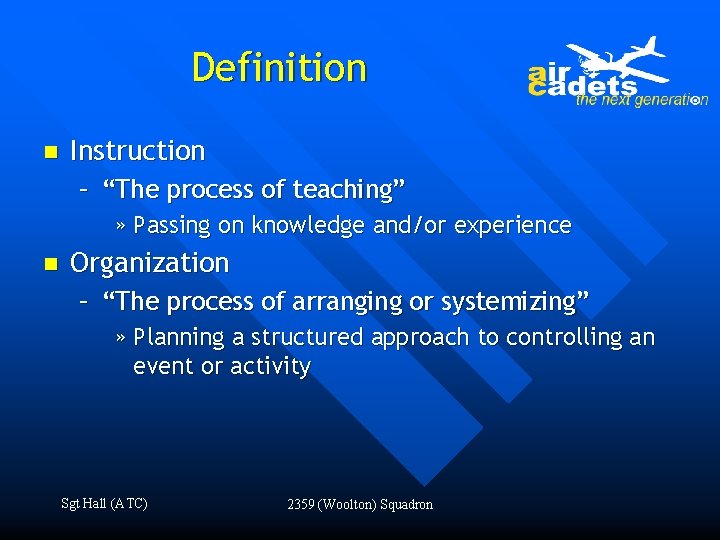 ACP 42 Instructional Organisational Ability Sgt Hall ATC