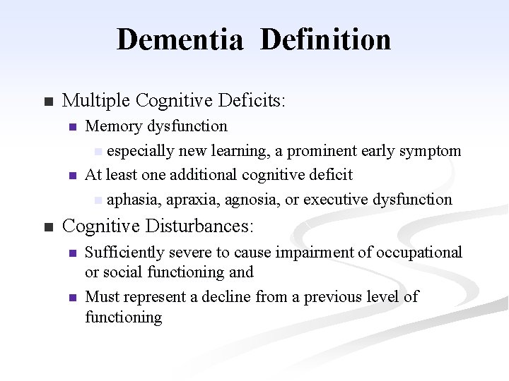 DELIRIUM DEMENTIA AND AMNESTIC and OTHER COGNITIVE DISORDERS