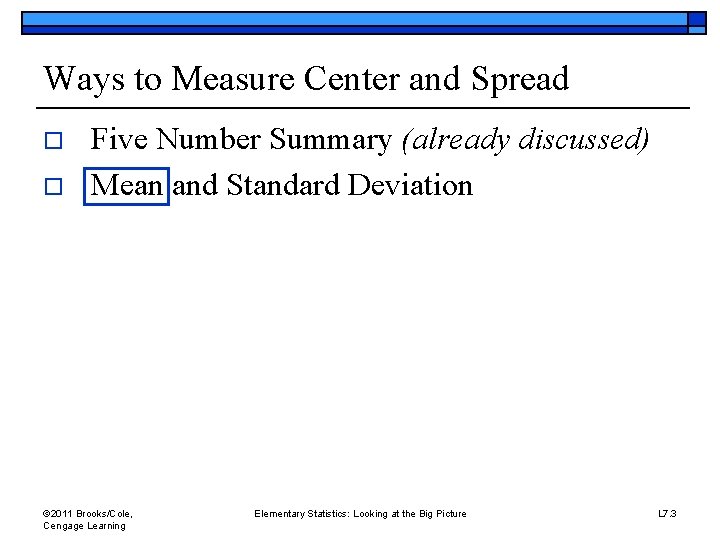 Lecture 7 Chapter 4 Section 3 Quantitative Variables
