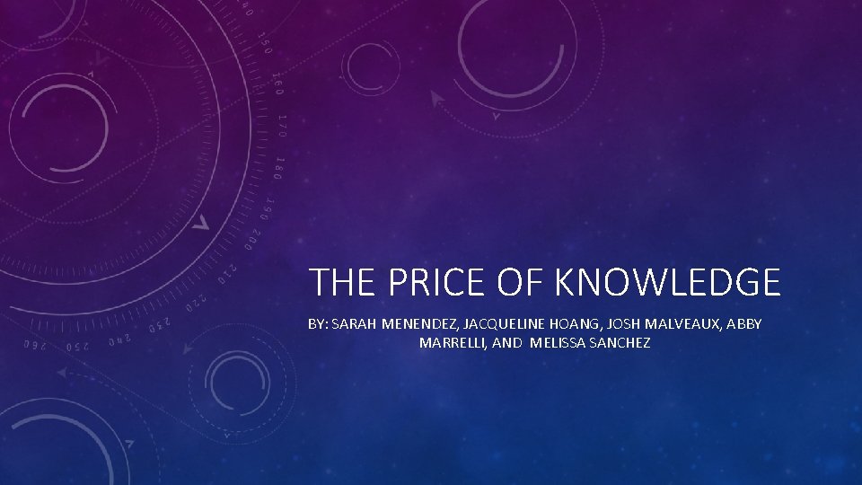 THE PRICE OF KNOWLEDGE BY SARAH MENENDEZ JACQUELINE