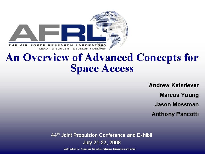 An Overview of Advanced Concepts for Space Access