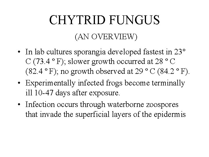 CHYTRID FUNGUS AN OVERVIEW Fungi in the phylum