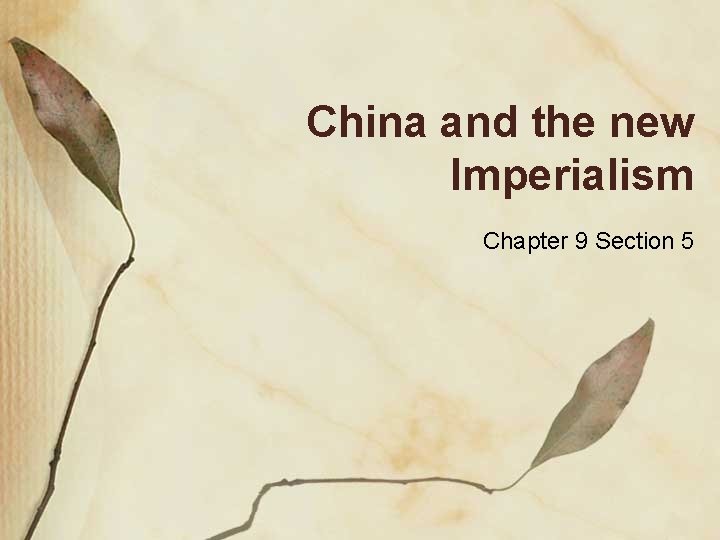 China and the new Imperialism Chapter 9 Section