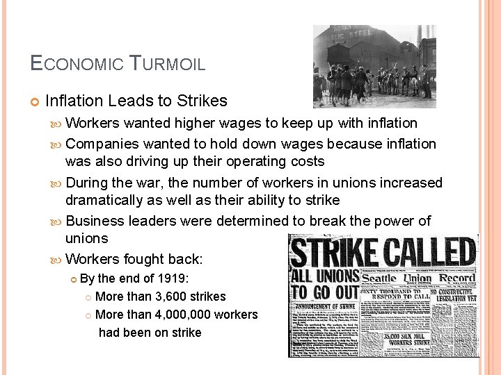 WORLD WAR I AND ITS AFTERMATH The Wars