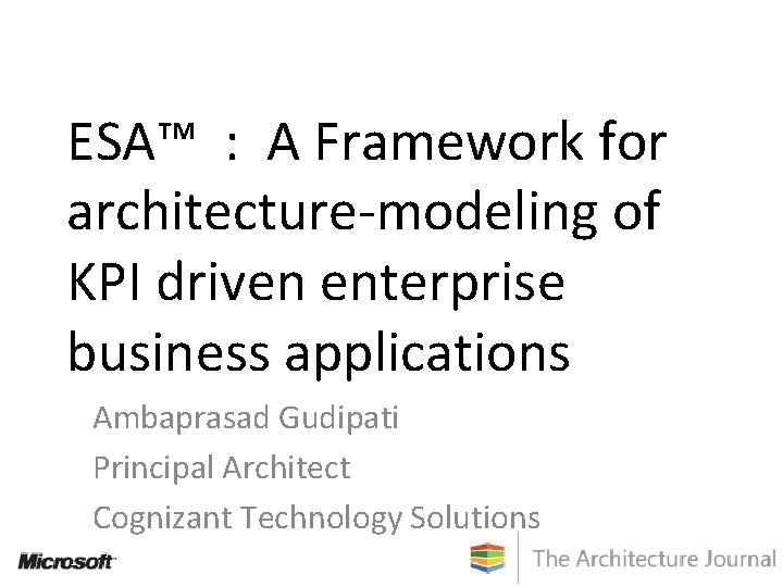ESA A Framework for architecturemodeling of KPI driven
