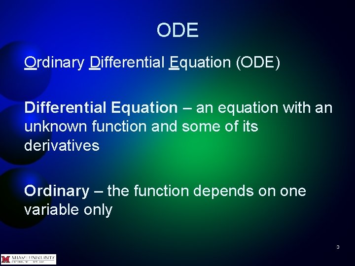MATLAB Ordinary Differential Equations Part I Greg Reese
