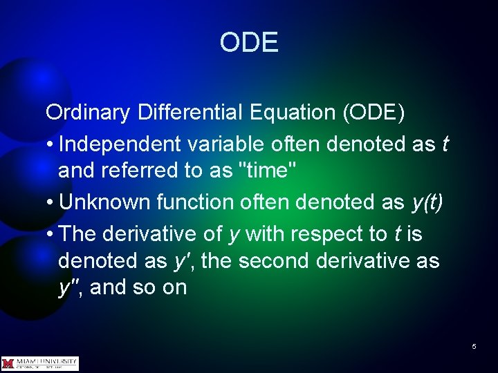MATLAB Ordinary Differential Equations Part I Greg Reese