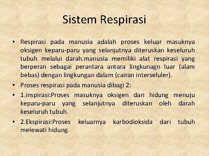 Sistem Respirasi Pada manusia Sistem Respirasi Respirasi pada