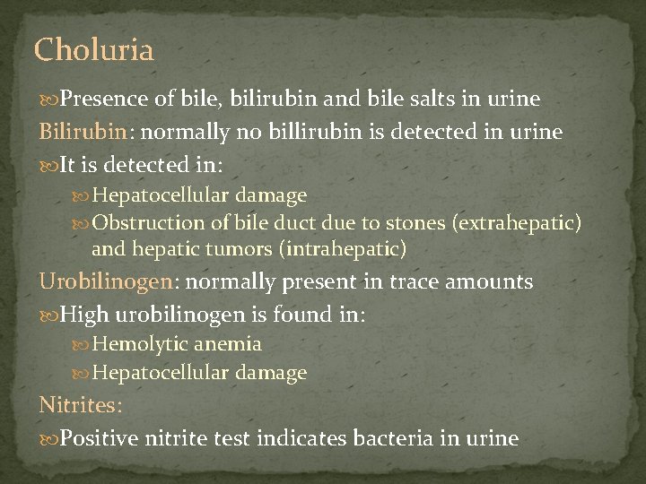 Chemical Examination of Urine Renal Block 1 Lecture