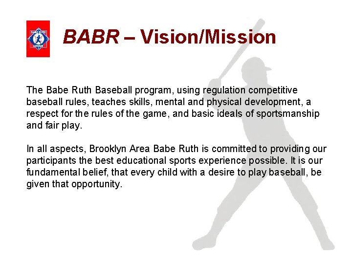 Brooklyn Area Babe Ruth Serving the Brooklyn Area