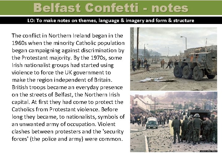 Belfast Confetti notes LO To make notes on