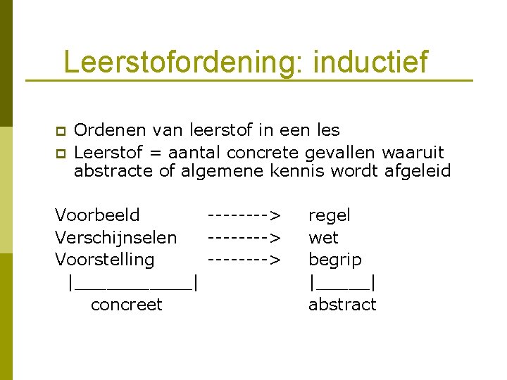 Keuze leerstofordening inductief of deductief Hoe leerlingen begrippen
