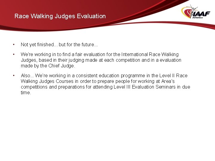 International Race Walking Judges Evaluation Seminar Paris 30