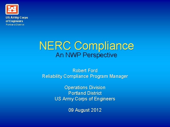 US Army Corps of Engineers Portland District NERC
