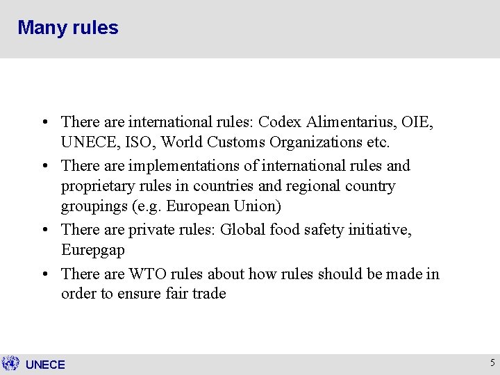 Implementation of UNECE Standards for Agricultural Products in
